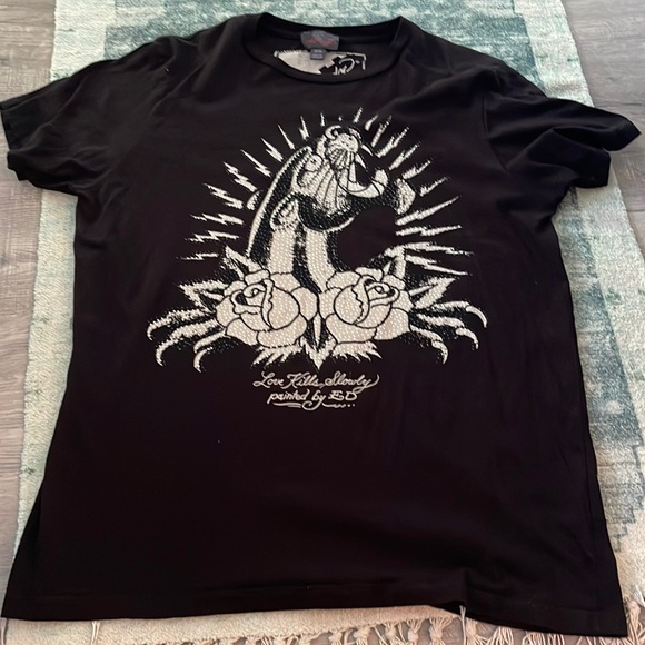 Ed Hardy | Shirts | Very Rare Ed Hardy T Shirt With Rhinestones On ...